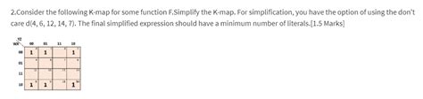 Consider The Following K Map For Some Function Chegg Com