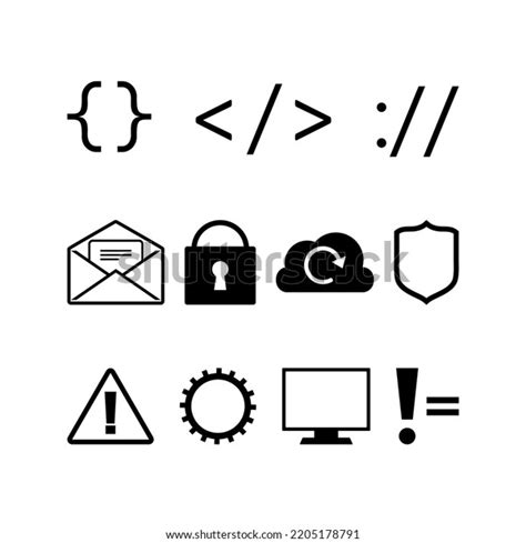 Coding Programming Computer Symbol Black Icon Stock Illustration