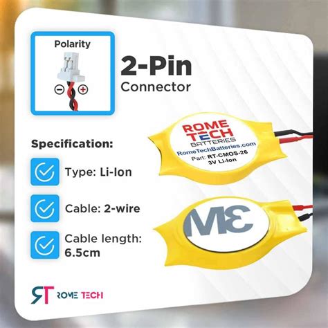 Rome Tech CR2016 CMOS Batería para Lenovo ThinkPad X280 BIOS RTC 3V CR 2016 CMOS Batería con 2