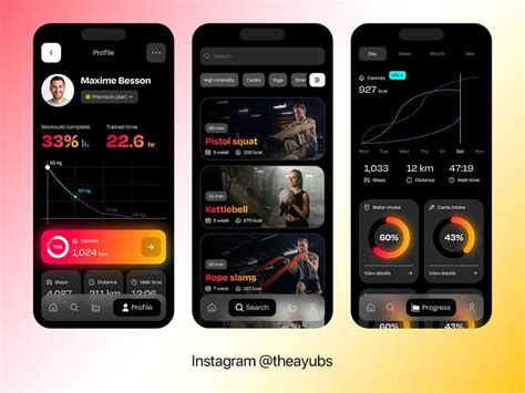 orizon ui ux design on linkedin fitnessapp darktheme glowingtext