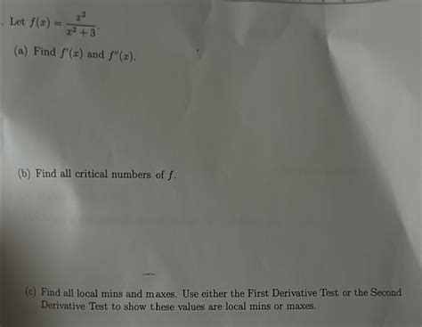 solved let f x x2x2 3 a ﻿find f x ﻿and f x b ﻿find