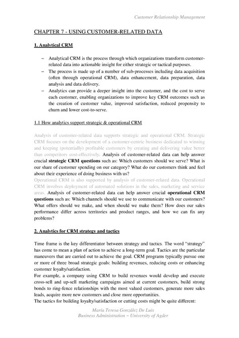 Crm Lecture 7 Crm Spring Semester Emma Customer Relationship Management Chapter 7 Using