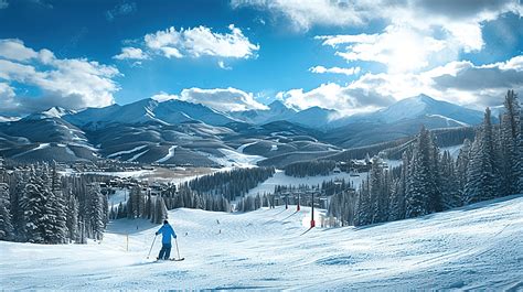 A Beautiful Morning On The Ski Slopes In Colorado With Perfect Skiing