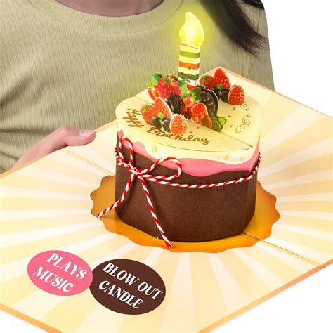 Birthday Card With Led Light Blowable Candle Large 3d Pop Up Birthday