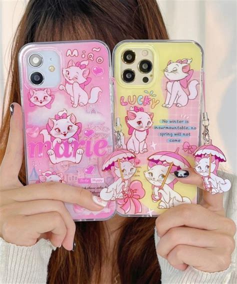 키링 증정💟 마리 고양이 핑크 레몬 만화 캐릭터 아이폰 케이스 11 12 13 14 프로 맥스 에이블리