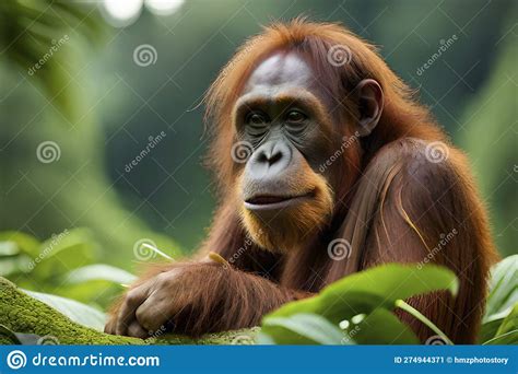 Orangutan Is Under The Endangered Species Stock Illustration
