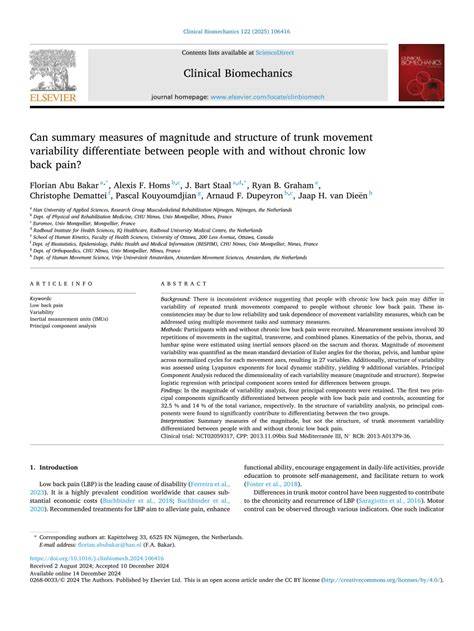 Pdf Can Summary Measures Of Magnitude And Structure Of Trunk Movement Variability