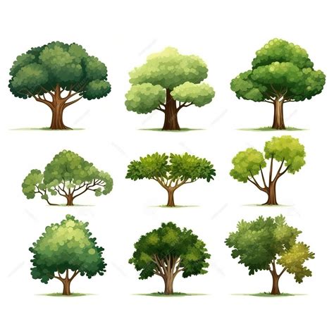 Premium Photo Collection Of Trees Illustrations Can Be Used To