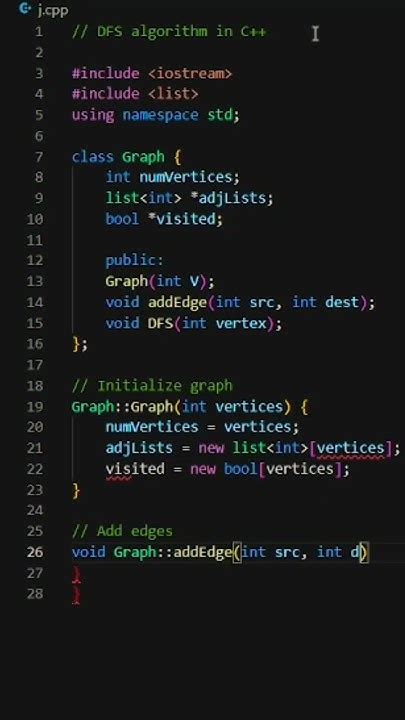 Depth First Search Using C Coding Cpp Algorithm Dsa Array