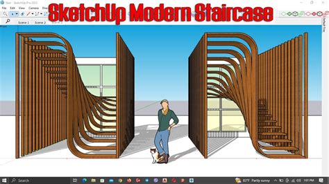 How To Design Modern Staircase Is Sketchup Using Curviloft Plugin Join Push Pull And Slice Plugin