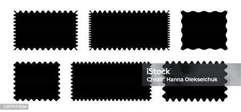 구불구불한 테두리가 설정된 직사각형 평면 모양 패턴 낙서 웨이브 곡선 가장자리 프레임 모형 미니멀리스트 태그 빈 텍스트 상자 레이블 스탬프 크래커 곡선 구불구불하고 흔들리고