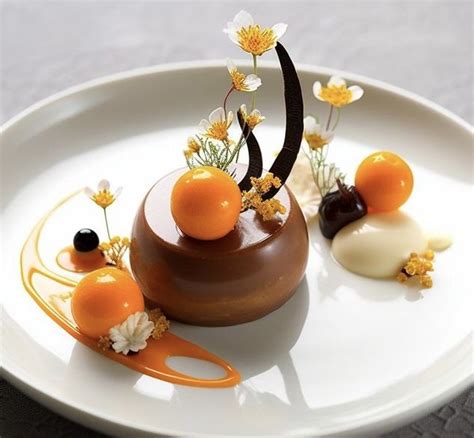Michelin Star Dessert With Chocolate And Orange Toppings Chocolate