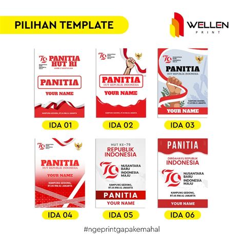 Jual Wellen Print Cetak Name Tag Set Panitia 17 Agustus Custom