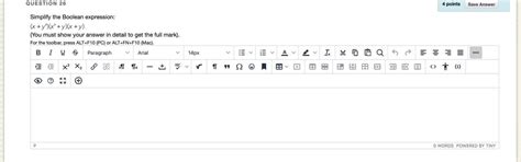 Solved Question 26 4 Points Save Answer Simplify The Boolean