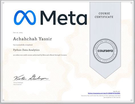 Achahchah Yassir On Linkedin Python Dataanalysis Coursera Meta