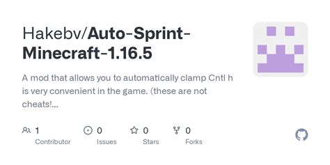 GitHub Hakebv Auto Sprint Minecraft 1 16 5 A Mod That Allows You To Automatically Clamp Cntl