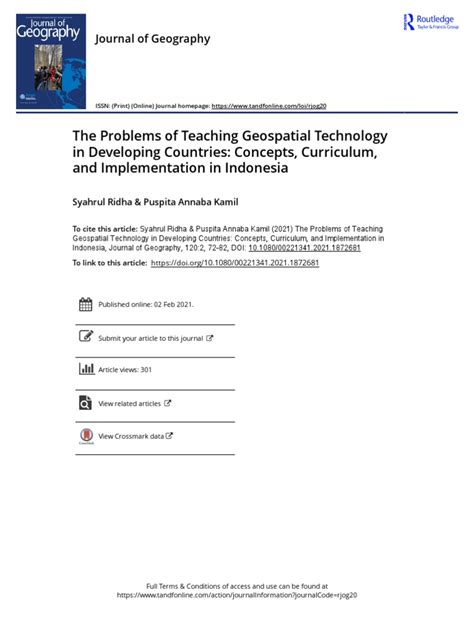The Problems Of Teaching Geospatial Technology In Developing Countries Concepts Curriculum And