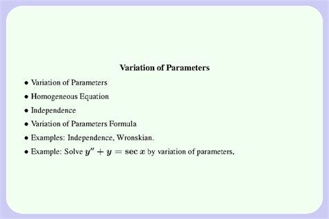 Variation Parameters 2008 Variation Of Parameters Variation Of