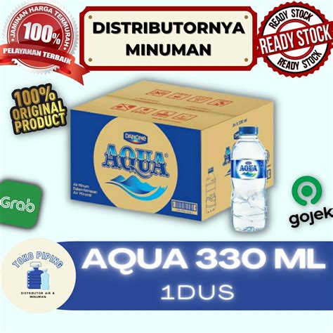 Jual Aqua 330ml 1 Dus Isi 24 Botol Air Mineral Aqua Mini 1 Dus