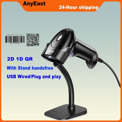 Shipping From Malaysia Anyeast Barcode Scanner With Stand Usb Wired Inventory 2d 1d Qr Code