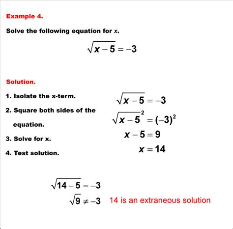 Math Example Solving Equations Solving Radical Equations Example 4