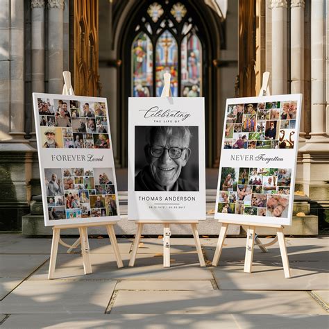Funeral Poster Collage Editable Template Memorial Sign Celebration Of