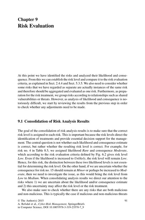 Pdf Risk Evaluation