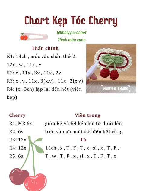 Chia Sẻ Chart Móc Len Chart Kẹp Tóc Cherry Chart Kẹp Tóc Hoa Tải Xuống