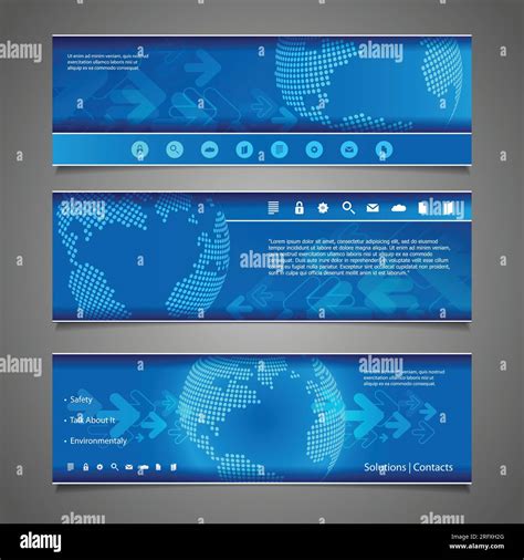 Web Design Elements Abstract Header Designs With Dotted Earth Globe Stock Vector Image And Art