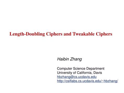 Ppt Length Doubling Ciphers And Tweakable Ciphers Powerpoint Presentation Id2202728
