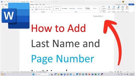 How To Add Last Name And Page Number In Word Youtube