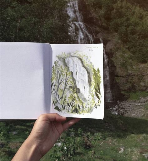 Waterfall Illustration In Sketchbook Travelillustration By Raahat