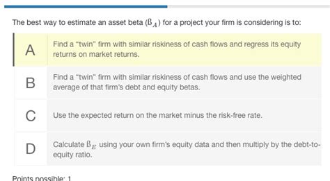 Solved The Best Way To Estimate An Asset Beta BA For A Chegg Com