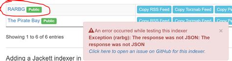 Rarbg Testing Exception Rarbg The Response Was Not JSON The