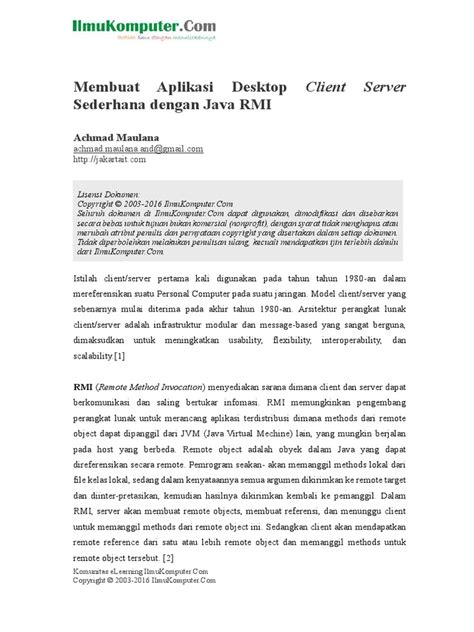 Membuat Aplikasi Desktop Client Server Sederhana Dengan Java Rmi Pdf