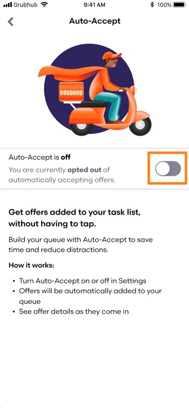 What Is The Auto Accept Feature Select Markets Only Grubhub For Drivers
