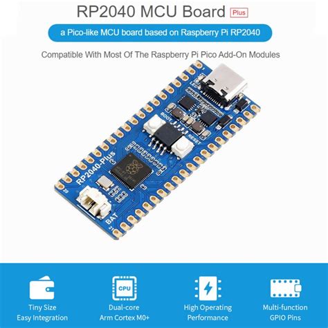 Waveeshare Rp2040 Plus La Carte Mcu De Type Pico Basée Sur Raspberry Pi