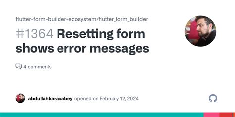 Resetting Form Shows Error Messages · Issue 1364 · Flutter Form Builder Ecosystemflutterform