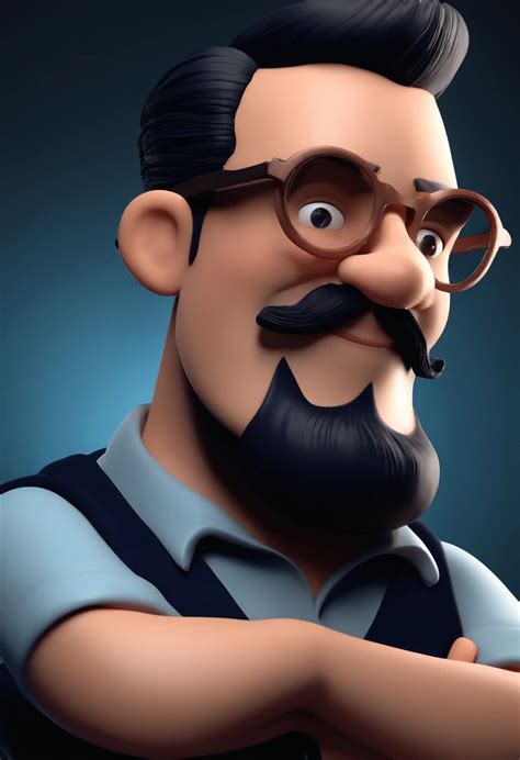 A Close Up Of A Cartoon Character With A Mustache And Glasses Seaart Ai