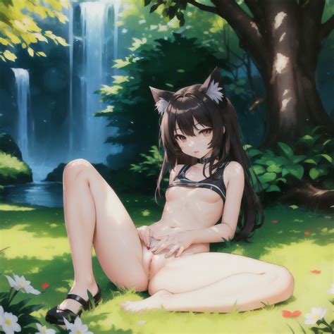 Rule 34 Ai Generated Black Hair Cat Ears Nature Background Pussy