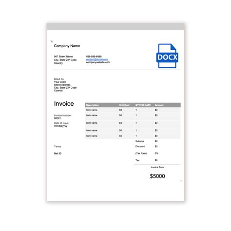 Free Word Invoice Templates