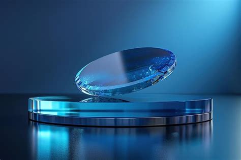 Glass Disk On Platform Premium Ai Generated Image