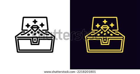 Outline Treasure Chest Icon Editable Stroke Stock Vector Royalty Free Shutterstock