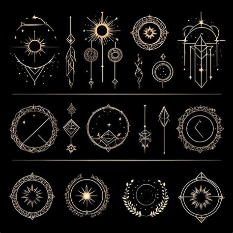 Modern Minimalist Aesthetic Line Elements Trendy Linear Frames With Stars Geometric Forms Arch