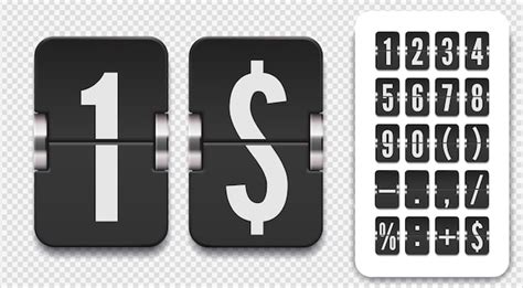 Premium Vector Set Of Flip Scoreboard Numbers And Symbols With Shadows For Countdown Timer