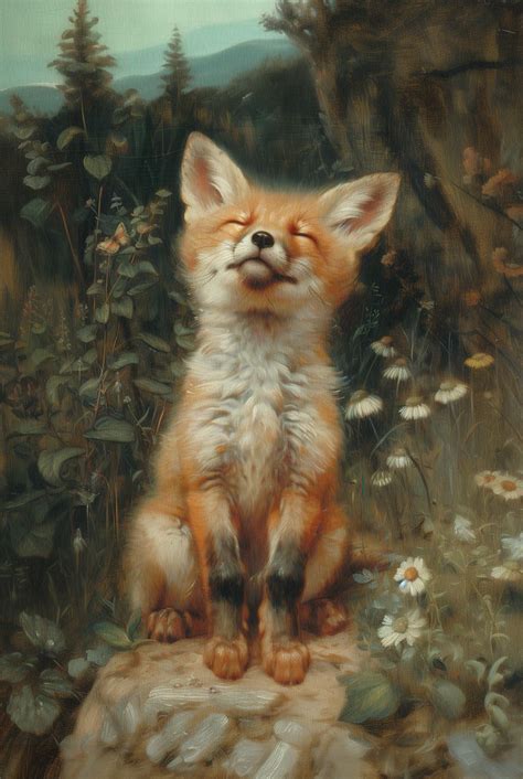 Vintage Fox Print Rustic Home Decor Modern Vintage Artwork Fox In