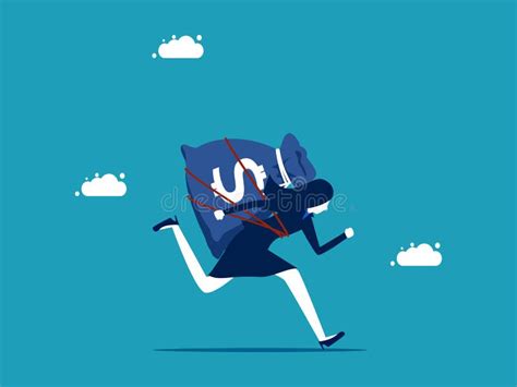 Financial And Investment Efforts Businesswoman With Money Bags Running Forward Stock Vector