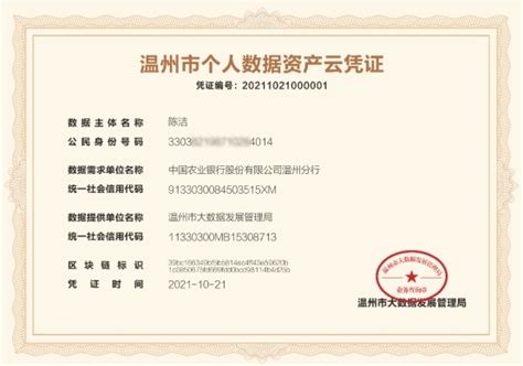 新华网浙江温州发出首张个人数据资产云凭证 新闻中心 温州网