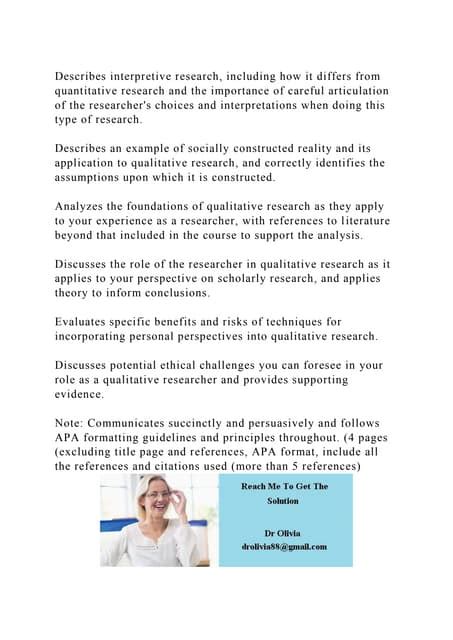 Describes Interpretive Research Including How It Differs From Quantdocx