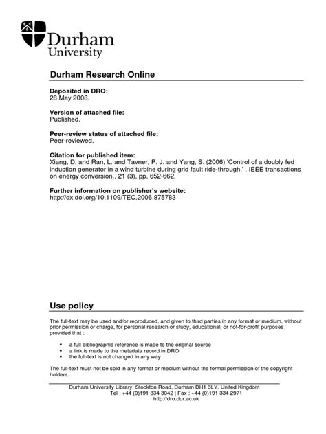 Pdf Control Of A Doubly Fed Induction Generator In A Wind Turbine During Grid Fault Ride